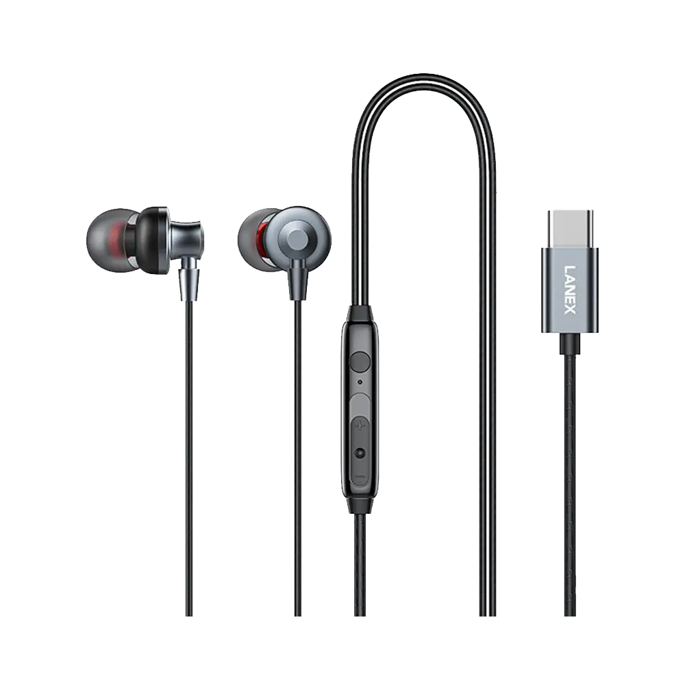 Lanex LE17 Type-C Wired Earphones - Black